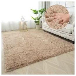 Hochflor-Teppich OTTO HOME "Leava, besonders weich und kuschelig, leichter Glanz" Gr. 3, grau (taupe), B:120cm H:37mm L:180cm, Kunstfaser, Teppiche, uni, Mikrofaser Teppiche, Pl&uuml;sch, Wohnzimmer, Schlafzimmer, Esszimmer