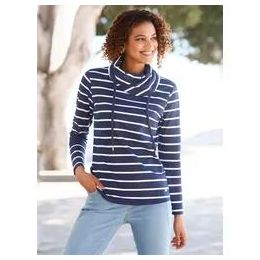 Sweatshirt Casual Looks, Damen, Gr. 54, blau (marine, wei&szlig;, geringelt), 100% Baumwolle, gemustert, gestreift, mehrfarbig, Sweatshirts Sweatshirt