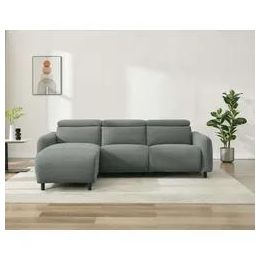 Ecksofa OTTO HOME "SKAANE in Cord, L-Form, 274 cm, manuelle u. elektrische Relaxfunktion", grau, B:274cm H:100cm T:181cm, 100% Polyester, Sofas, Ecksofa, rundes Design, Kopfteilverstellung, Federkernpolsterung