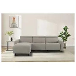 Ecksofa OTTO HOME "SKAANE Struktur, L-Form, 274 cm, manuelle/elektrische Relaxfunktion", grau (hellgrau), B:274cm H:100cm T:181cm, 100% Polyester, Sofas, Ecksofa, rundes Design, Kopfteilverstellung, Federkernpolsterung