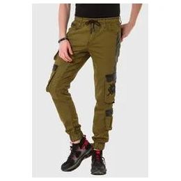 Cipo & Baxx Cargojeans CIPO & BAXX "Hose", Herren, Gr. 38, L&auml;nge 32, gr&uuml;n (khaki), 98% Baumwolle, 2% Elasthan, unifarben, regular fit lang, Jeans, L&auml;ssige Details und Applikationen