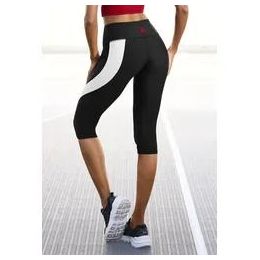 Caprihose Lascana ACTIVE, Damen, Gr. S (36/38), N-Gr, schwarz, Trikot, Obermaterial: 85% Polyester, 15% Elasthan, unifarben mit Farbeinsatz, figurbetont wadenlang, Hosen Caprihose, mit seitlichem Kontrasteinsatz