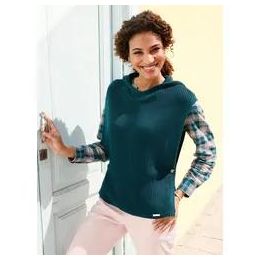 Pullunder Casual Looks "Kapuzen-Pullunder", Damen, Gr. 54, blau (petrol), 50% Baumwolle, 50% Polyacryl, unifarben, Pullover Pullunder