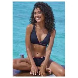 Triangel-Bikini-Top s.Oliver "Junis", Damen, Gr. 34, Cup A/B, blau (marine), Recycling-Polyamid, kontrastfarbene Details, unifarben, Bikini-Oberteile, mit geflochtener Kordel, Topseller