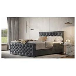 Boxspringbett FORTE "Lanciano Max inkl. zwei Bettk&auml;sten und Kaltschaum Topper", grau (dunkelgrau), B:146cm L:225cm, Komplettbetten, Boxspringbett, und einer 7-Zonen-Tonnentaschenfederkernmatratze H2/H3, Topseller