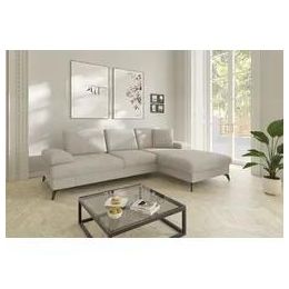 Sit & More Ecksofa SIT & MORE "Morris Jubi L-Form, B: 247 cm", beige (creme), B:247cm H:83cm T:171cm, 100% Polyester, Sofas, Ecksofa, mit Armteilfunktion & 1 Zierkissen, optional Bettfunktion