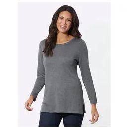 Longpullover Classic Basics "Longpullover", Damen, Gr. 44, grau (grau, meliert), 40% Viskose, 30% Polyamid, 25% Polyester, 5% Kaschmir, meliert, Pullover Longpullover