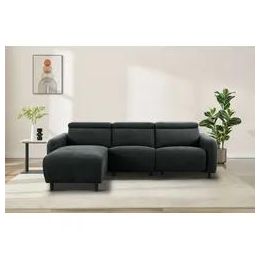 Ecksofa OTTO HOME "SKAANE Struktur, L-Form, 274 cm, manuelle/elektrische Relaxfunktion", grau (anthrazit), B:274cm H:100cm T:181cm, 100% Polyester, Sofas, Ecksofa, rundes Design, Kopfteilverstellung, Federkernpolsterung