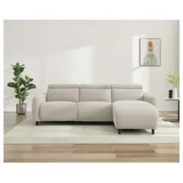Ecksofa OTTO HOME "SKAANE in Cord, L-Form, 274 cm, manuelle u. elektrische Relaxfunktion", beige (creme), B:274cm H:100cm T:181cm, 100% Polyester, Sofas, Ecksofa, rundes Design, Kopfteilverstellung, Federkernpolsterung