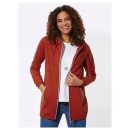 Shirtjacke Casual Looks "Sweatjacke", Damen, Gr. 36, rot (rostrot), 100% Baumwolle, unifarben, Shirts Shirtjacke
