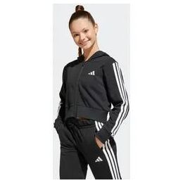 Kapuzensweatshirt Adidas SPORTSWEAR "ESSENTIALS KIDS", M&auml;dchen, Gr. 152, schwarz-wei&szlig; (schwarz, wei&szlig;), Obermaterial: 70% Baumwolle, 30% Polyester, angesetztes B&uuml;ndchen, Sweatshirts