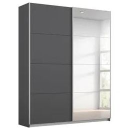 Schwebet&uuml;renschrank OTTO HOME "Kleiderschrank Schrank Garderobe Schlafzimmerschrank THANOS", schwarz (graumetallic mit spiegel), B:136cm H:197cm T:62cm, Holzwerkstoff, Schr&auml;nke, Schwebet&uuml;renschrank, Optional mit Spiegel, Metall-Griffleisten alufarben MADE IN GERMANY, Topseller