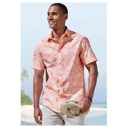 Beach Time Hawaiihemd BEACHTIME "Regular fit", Herren, Gr. XL (43/44), N-Gr, orange (koralle, bedruckt), Web, Obermaterial: 100% Baumwolle, gemustert, regular fit, ohne Ausschnitt, abgesteppte Kante, Hemden Hawaiihemd, Kurzarm, Freizeithemd mit Palmenprint, reine Baumwolle