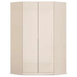 Eckkleiderschrank OTTO HOME "Kleiderschrank Schrank Ankleidezimmer Schlafzimmer Garderobe AGORDO", beige (beige, glas beige (champagner)), B:117cm H:229cm T:117cm, Holzwerkstoff, Schr&auml;nke, Eckkleiderschrank, mit Glast&uuml;ren, voll ausgestattet mit viel Stauraum MADE IN GERMANY