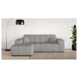 Ecksofa OTTO HOME "CASSY L-Form, Schlafsofa mit Bettkasten, Ma&szlig;e B/T/H: 245/165/88 cm", grau, B:244,5cm H:88cm T:164,5cm, 100% Polyester, Sofas, Ecksofa, mit 2 R&uuml;ckenkissen, Recamiere rechts oder links bestellbar