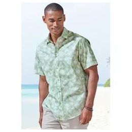 Beach Time Hawaiihemd BEACHTIME "Regular fit", Herren, Gr. XXL (45/46), N-Gr, gr&uuml;n (hellgr&uuml;n, bedruckt), Web, Obermaterial: 100% Baumwolle, gemustert, regular fit, ohne Ausschnitt, abgesteppte Kante, Hemden Hawaiihemd, Kurzarm, Freizeithemd mit Palmenprint, reine Baumwolle