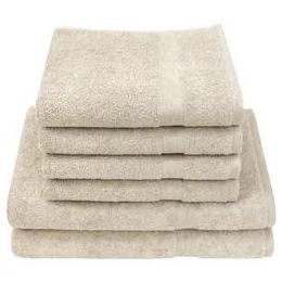 Handtuch Set Dyckhoff "Deep Harmony Comfort", beige (natur), 6 Stk., Frottier, Frottier, Obermaterial: 85% Baumwolle, 15% Hanf, Handtuch-Sets, 15% Hanf;4 Handt&uuml;cher (50x100cm), 2 Duschtuch (70x140cm)