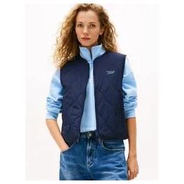 Tommy Hilfiger Steppweste TOMMY JEANS "TJW ONION QUILT VEST", Damen, Gr. M (38), blau (schwarz night navy), Web, Obermaterial: 100% Polyamid, unifarben, Rundhals, Westen Steppweste
