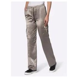 Cargohose Heine, Damen, Gr. 44, Normalgr&ouml;&szlig;en, grau (taupe), 97% Polyester, 3% Elasthan, unifarben, Hosen Cargohose