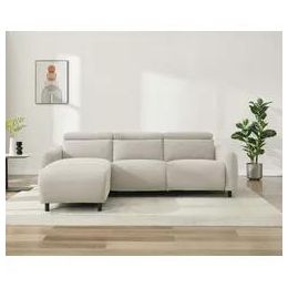 Ecksofa OTTO HOME "SKAANE in Cord, L-Form, 274 cm, manuelle u. elektrische Relaxfunktion", beige (creme), B:274cm H:100cm T:181cm, 100% Polyester, Sofas, Ecksofa, rundes Design, Kopfteilverstellung, Federkernpolsterung
