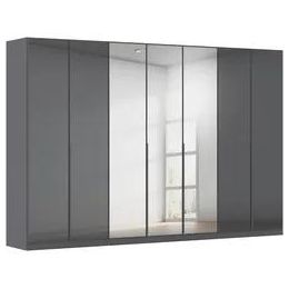 Dreht&uuml;renschrank OTTO HOME "Kleiderschrank Kleiderschr&auml;nke Schrank Garderobe AGORDO mit Glasfront", grau (graumetallic, glas basalt), B:315cm H:229cm T:54cm, Holzwerkstoff, Schr&auml;nke, Dreht&uuml;renschrank, durchdachte Innenausstattung, in 8 Breiten und 2 H&ouml;hen MADE IN GERMANY