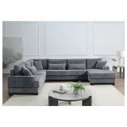 Wohnlandschaft "Miron, U-Form, Breite: 332cm", grau, B:332cm H:81cm T:241cm, ATLANTIC HOME COLLECTION, Sofas, Wohnlandschaft, weicher XXL-Cordbezug, inklusive 6 Zierkissen, Topseller