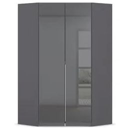 Eckkleiderschrank OTTO HOME "Kleiderschrank Schrank Ankleidezimmer Schlafzimmer Garderobe AGORDO", grau (graumetallic, glas basalt), B:117cm H:229cm T:117cm, Holzwerkstoff, Schr&auml;nke, Eckkleiderschrank, mit Glast&uuml;ren, voll ausgestattet mit viel Stauraum MADE IN GERMANY