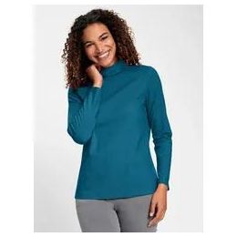 Rollkragenshirt Casual Looks "Rollkragen-Shirt", Damen, Gr. 54, blau (topas), 95% Baumwolle, 5% Elasthan, unifarben, Shirts