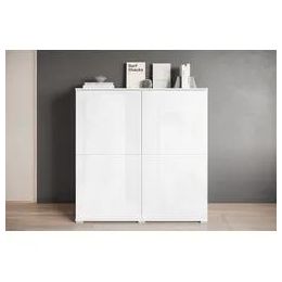 Highboard OTTO HOME "Kenia, moderne grifflose Hochkommode mit 4 T&uuml;ren, Breite 120 cm", wei&szlig; (wei&szlig;, wei&szlig; hochglanz), B:120cm H:125cm T:39,5cm, FSC-zertifizierter Holzwerkstoff, Sideboards, Highboard, Push-to-Open-Fronten, h&ouml;henverstellbaren Einlegeb&ouml;den, Topseller