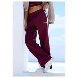 Relaxhose Copenhagen Studios, Damen, Gr. XL (48/50), N-Gr, rot (weinrot), Trikot, Obermaterial: 75% Polyester, 17% Viskose, 8% Elasthan, unifarben mit Farbeinsatz, bequem lang, Hosen Relaxhose, mit seitlicher Druckknopfleiste