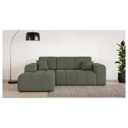 Ecksofa OTTO HOME "CASSY L-Form, Schlafsofa mit Bettkasten, Ma&szlig;e B/T/H: 245/165/88 cm", gr&uuml;n (dunkelgr&uuml;n), B:244,5cm H:88cm T:164,5cm, 94% Polyester, 6% Nylon, Sofas, Ecksofa, mit 2 R&uuml;ckenkissen, Recamiere rechts oder links bestellbar