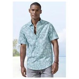 Beach Time Hawaiihemd BEACHTIME "Regular fit", Herren, Gr. S (37/38), N-Gr, gr&uuml;n (t&uuml;rkis, bedruckt), Web, Obermaterial: 100% Baumwolle, gemustert, regular fit, ohne Ausschnitt, abgesteppte Kante, Hemden Hawaiihemd, Kurzarm, Freizeithemd mit Palmenprint, reine Baumwolle
