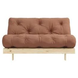 Daybett KARUP DESIGN "Roots Sofa Bed, Schlafsofa, Daybett, Bettfunktion, FSC-Massivholz", braun (clay braun), B:140cm H:85cm, Bezug: 80% Baumwolle, 20% Polyester, Daybetten, Inkl. Futonmatratze. Mehrere Gr&ouml;&szlig;en & Farben, Made in Europe