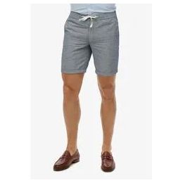 Shorts Superdry "MERCHANT LINEN SHORT", Damen, Gr. L, N-Gr, blau (navy stripe), Web, Obermaterial: 52% Leinen, 48% Baumwolle, gestreift, straight fit knielang, Hosen Shorts