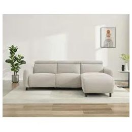Ecksofa OTTO HOME "SKAANE in Cord, L-Form, 274 cm, manuelle u. elektrische Relaxfunktion", beige (creme), B:274cm H:100cm T:181cm, 100% Polyester, Sofas, Ecksofa, rundes Design, Kopfteilverstellung, Federkernpolsterung