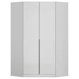 Eckkleiderschrank OTTO HOME "Kleiderschrank Schrank Ankleidezimmer Schlafzimmer Garderobe AGORDO", grau (seidengrau, glas seidengrau), B:117cm H:210cm T:117cm, Holzwerkstoff, Schr&auml;nke, Eckkleiderschrank, mit Glast&uuml;ren, voll ausgestattet mit viel Stauraum MADE IN GERMANY