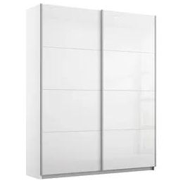Schwebet&uuml;renschrank OTTO HOME "Kleiderschrank Schrank Garderobe Schlafzimmerschrank THANOS", wei&szlig; (alpinwei&szlig;, hochglanz wei&szlig;), B:136cm H:210cm T:62cm, Holzwerkstoff, Schr&auml;nke, Schwebet&uuml;renschrank, Optional mit Spiegel, Metall-Griffleisten alufarben MADE IN GERMANY