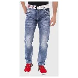 Cipo & Baxx Slim-fit-Jeans CIPO & BAXX "Jeans", Herren, Gr. 33, L&auml;nge 34, blau, 100% Baumwolle, unifarben, slim fit lang, Jeans Slim-fit-Jeans, im washed Look