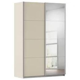 Schwebet&uuml;renschrank OTTO HOME "Kleiderschrank Schrank Garderobe Schlafzimmerschrank THANOS", beige (champagner) mit spiegel, B:136cm H:229cm T:62cm, Holzwerkstoff, Schr&auml;nke, Schwebet&uuml;renschrank, Optional mit Spiegel, Metall-Griffleisten alufarben MADE IN GERMANY, Topseller