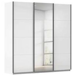 Schwebet&uuml;renschrank OTTO HOME "Kleiderschrank Schrank Schlafzimmerschrank Garderobe AGORDO", wei&szlig; (alpinwei&szlig;, hochglanz wei&szlig;, griffleisten graumetallic), B:203cm H:210cm T:62cm, Holzwerkstoff, Schr&auml;nke, Schwebet&uuml;renschrank, Top Innenausstattung, in 4 Breiten und 2 H&ouml;hen MADE IN GERMANY, Topseller