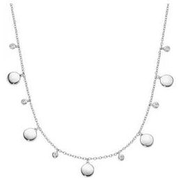 Collier Smart Jewel "mit runden Pl&auml;ttchen und Zirkonia als Behang, Silber 925", silber, Halsketten, Damen, 45cm, Silber 925 (Sterlingsilber), Collier