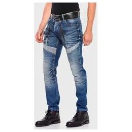 Cipo & Baxx Straight-Jeans CIPO & BAXX "JEANS", Herren, Gr. 40, L&auml;nge 32, blau, 98% Baumwolle, 2% Elasthan, unifarben, figurumspielend lang, Jeans Straight-Jeans, in Straight-Fit