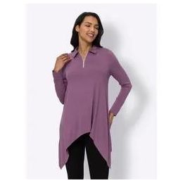 Langarmshirt "Longshirt", Damen, Gr. 38, lila (violett), 95% Viskose, 5% Elasthan, unifarben, Shirts Langarmshirt