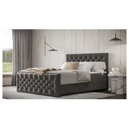 Boxspringbett FORTE "Lanciano Max inkl. zwei Bettk&auml;sten und Kaltschaum Topper", grau (anthrazit), B:146cm L:225cm, Komplettbetten, Boxspringbett, und einer 7-Zonen-Tonnentaschen-Federkernmatratze H2/H3, Topseller