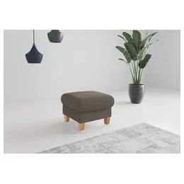 Polsterhocker Home Affaire "Rochelle", braun (schlamm), B:58cm H:47cm T:58cm, 100% Polyester, Hocker, Polsterhocker, Massive 12 cm Holzbeine