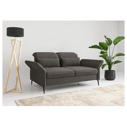 Sit & More 3-Sitzer SIT & MORE "Emely, inkl. Sitztiefenverstellung", grau (fango), B:199cm H:92cm T:123cm, 100% Polyester, Sofas, wahlweise mit Bettfunktion, Kopf- & Armteilverstellung