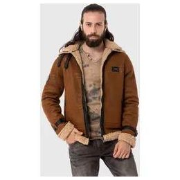 Cipo & Baxx Parka CIPO & BAXX "Jacke", Herren, Gr. XXL, braun, Stoff, 100% Polyester, unifarben, regular fit normal, Jacken Parka, im Flieger-Look