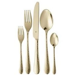 Besteck-Set WMF "Sitello", gold (goldfarben), 30 Stk., Cromargan Edelstahl Rostfrei 18/10, Essbesteck-Sets, geschmiedete Messer, farbecht, Wellenschliff, sp&uuml;lmaschinenfest