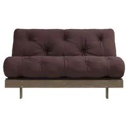 Daybett KARUP DESIGN "Roots Sofa Bed, Schlafsofa, Daybett, Bettfunktion, FSC-Massivholz", braun, B:140cm H:85cm, Bezug: 80% Baumwolle, 20% Polyester, Daybetten, Inkl. Futonmatratze, aus FSC-Kiefer, in mehreren Farben erh&auml;ltlich