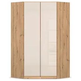 Eckkleiderschrank OTTO HOME "Kleiderschrank Schrank Ankleidezimmer Schlafzimmer Garderobe AGORDO", beige (eiche artisan, glas beige (champagner)), B:117cm H:229cm T:117cm, Holzwerkstoff, Schr&auml;nke, Eckkleiderschrank, mit Glast&uuml;ren, voll ausgestattet mit viel Stauraum MADE IN GERMANY